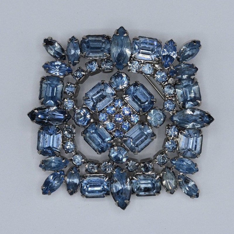 Blue Rhinestone Pin - Etsy