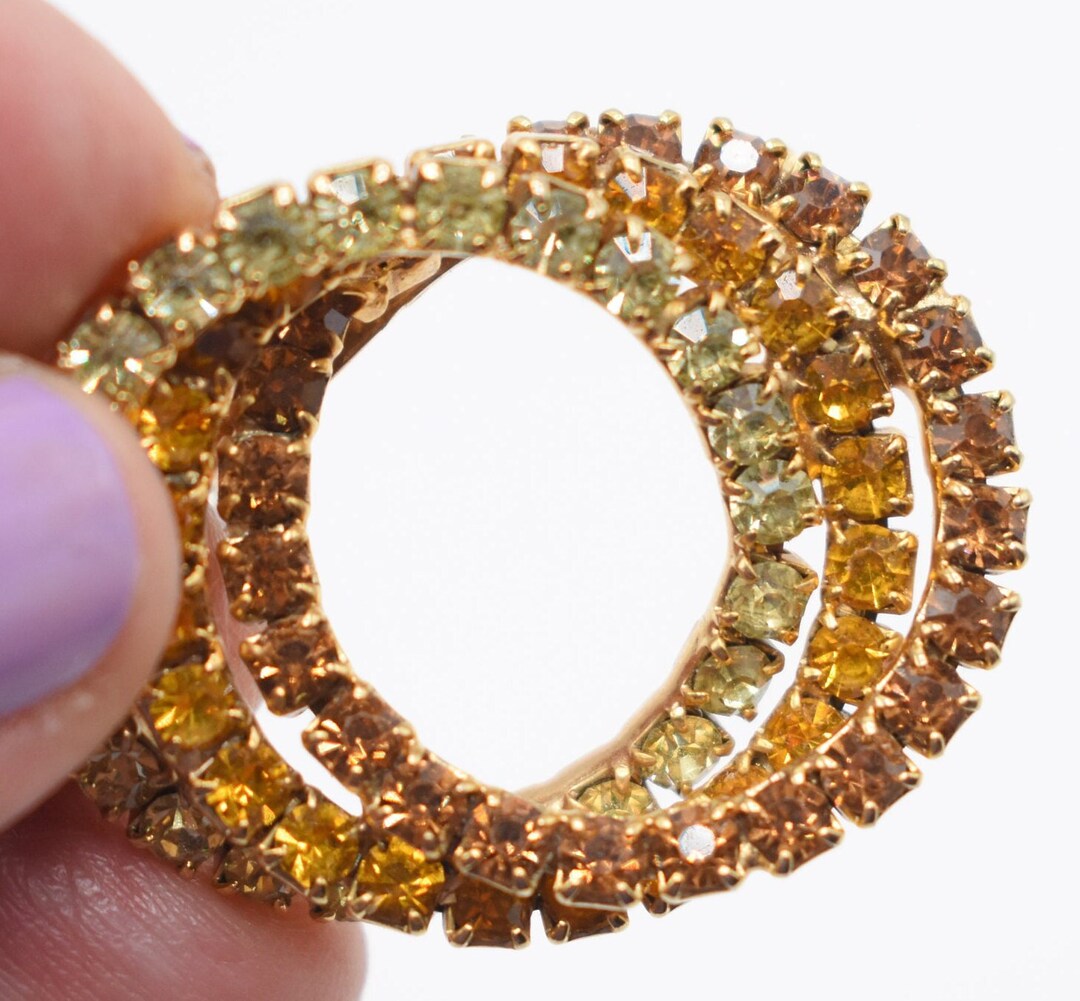 Strass 3 Circle Brooch Abstract Gold Tone Pin, vintage, 3 Circles ...