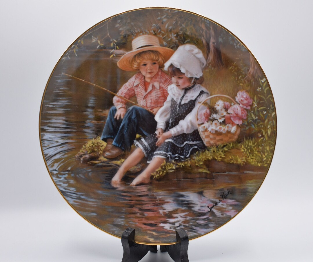 Sandra Kuck Collectible Plate Vintage Little Anglers Days Gone - Etsy