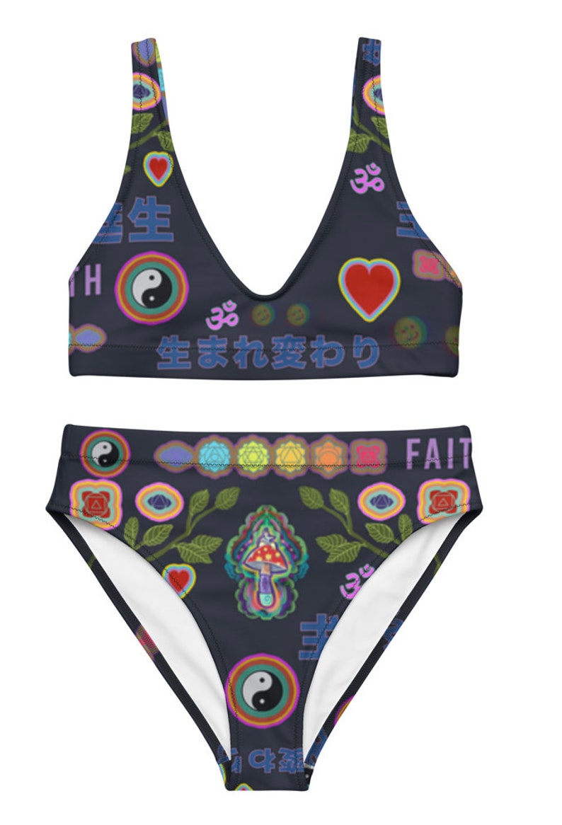Trippy Print Bikini Love Mystical Chakra Recycled High-waisted Yin Yang ...