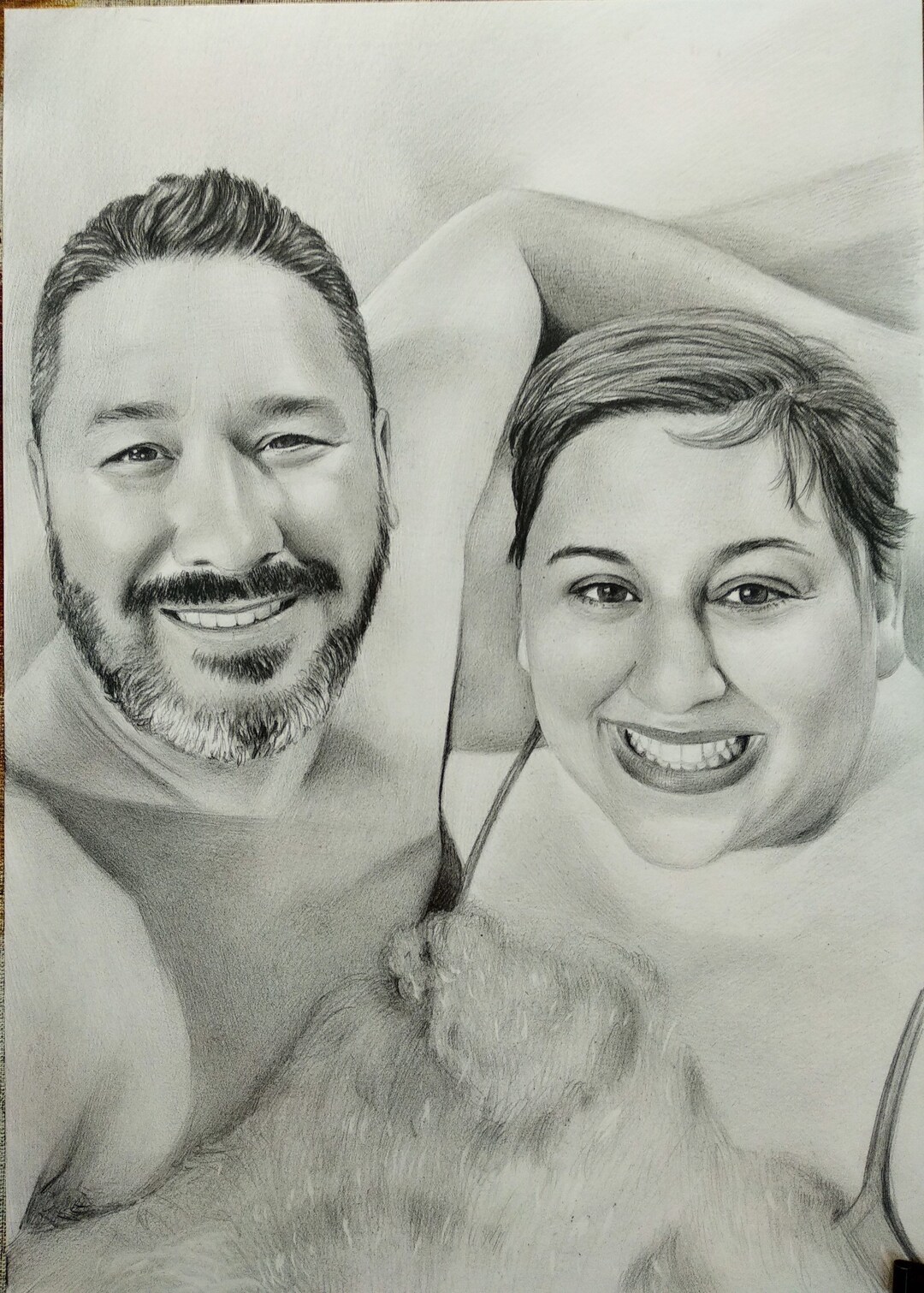 Couples Portrait Custom Drawing From Photo Realistic Graphite Pencil ...