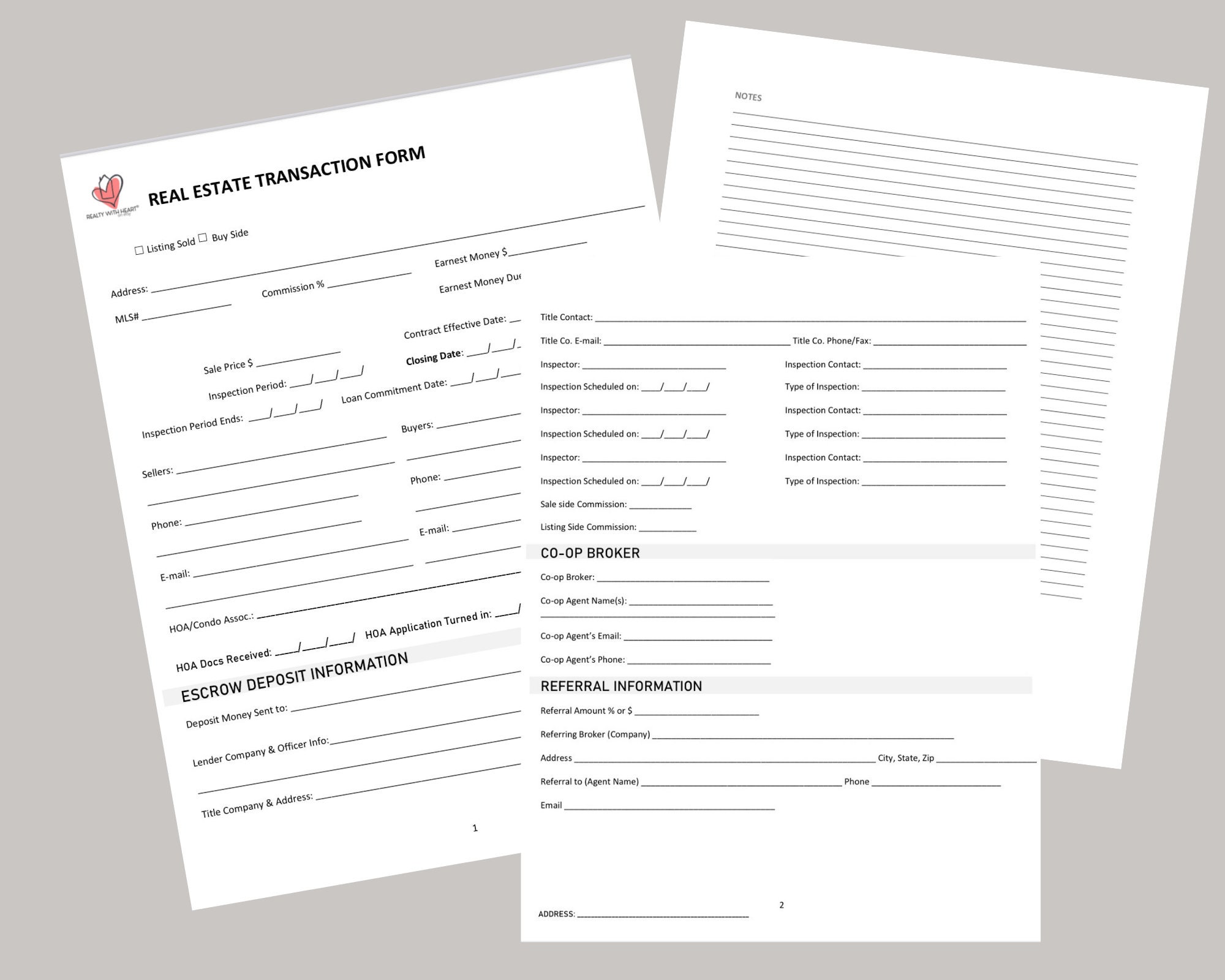New Paperless Fillable Real Estate Transaction Checklist or Printable ...