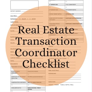 Real Estate Transaction Coordinator Checklist Printable - 1 Page (not ...