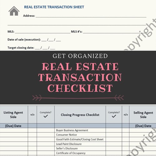 Real Estate Transaction Coordinator Checklist Printable 1 | Etsy