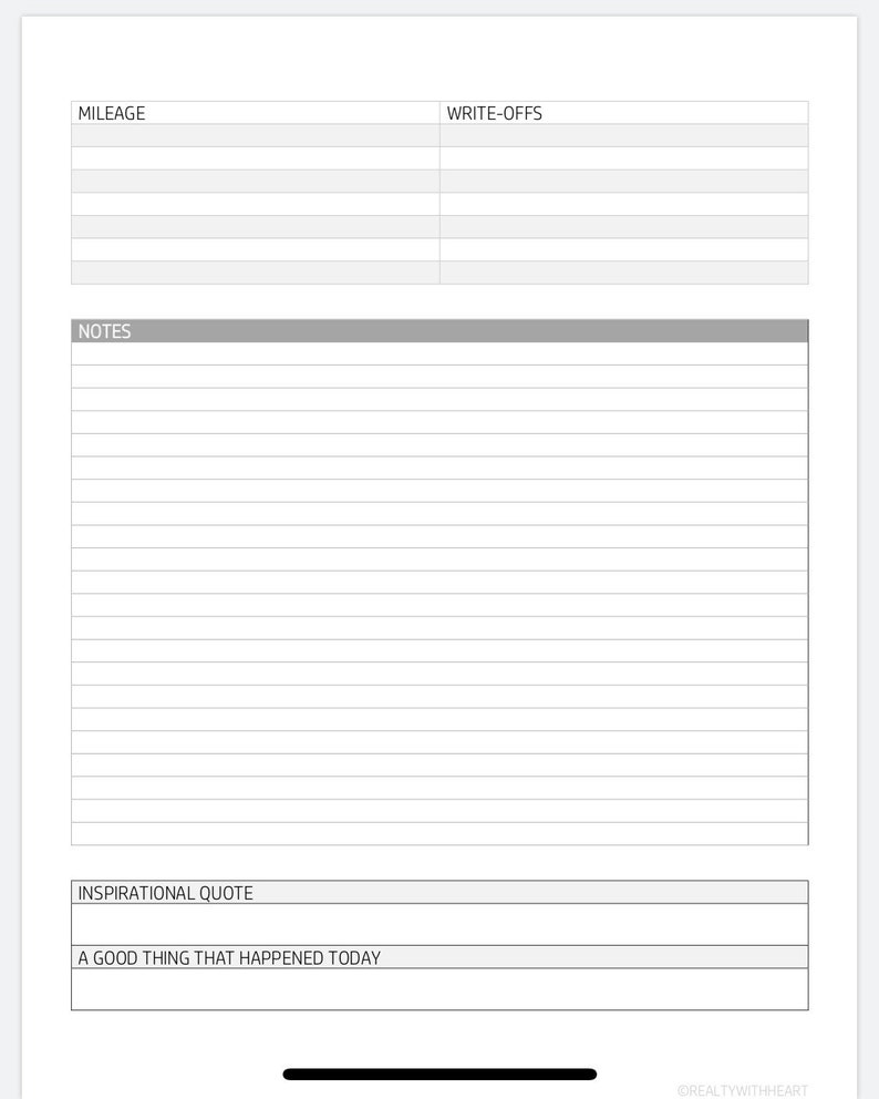 Real Estate Daily Planner Sheet PDF Printable | Etsy