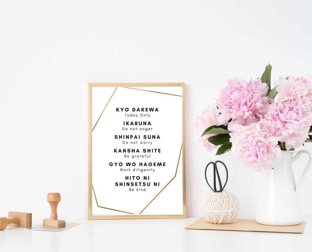 Reiki Principles Wall Frame Art Print Gift Kyo Dakewa Printable Just ...