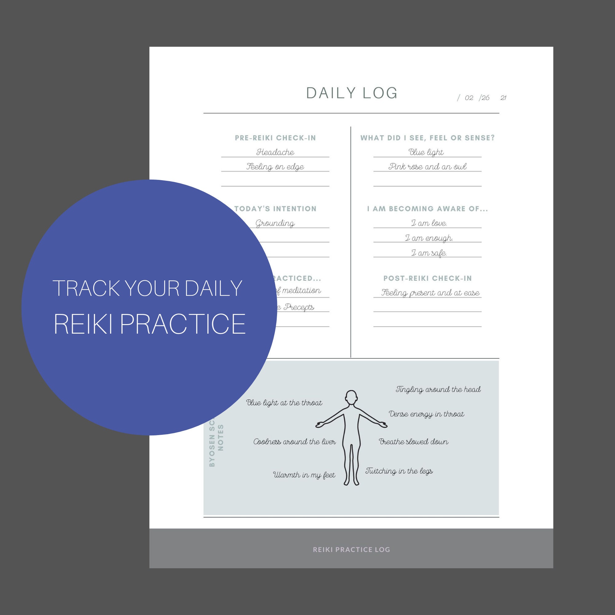 Reiki Practitioner Tracker & Log Reiki Healing Session Notes Byosen ...