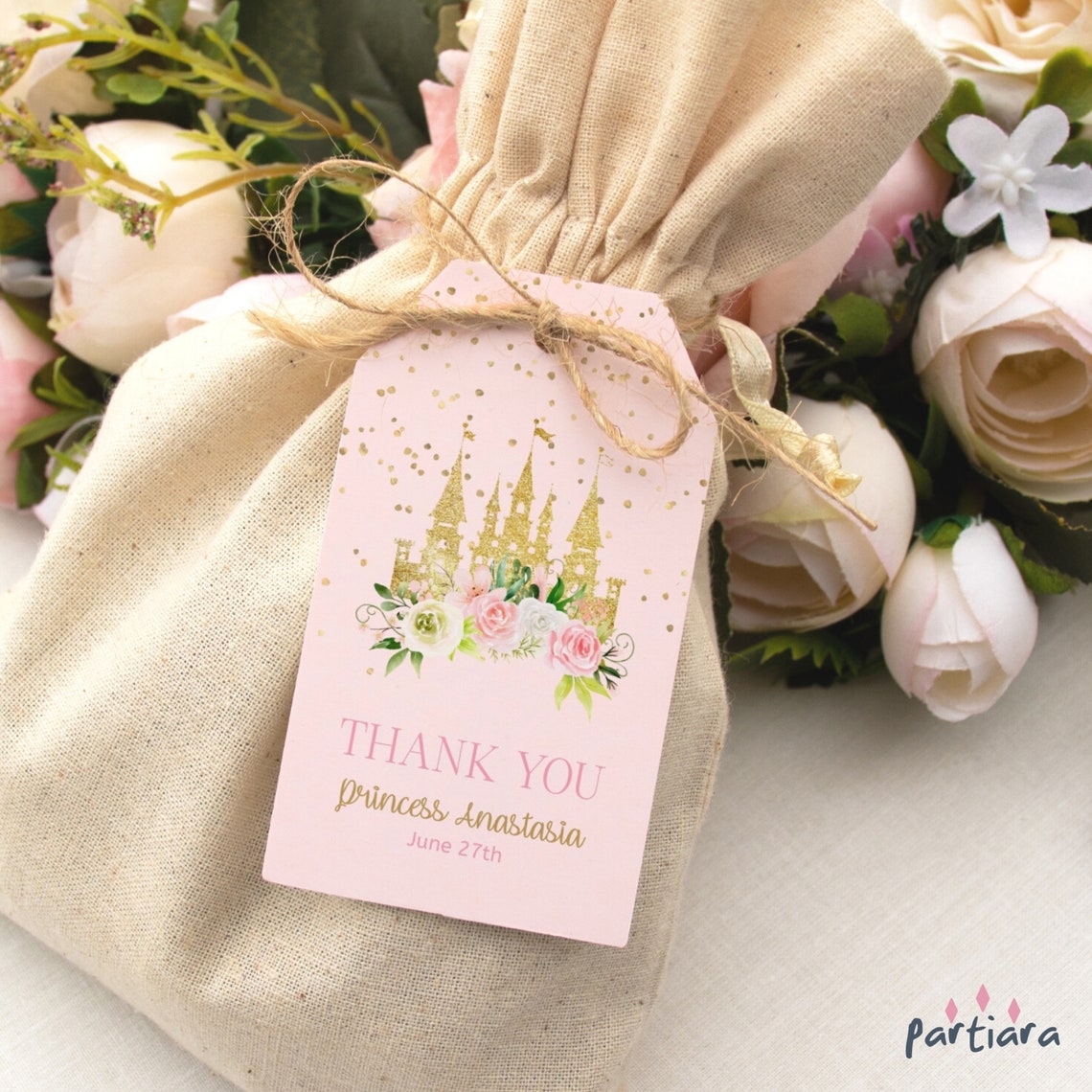 1st Birthday Princess Tag Template, Fairytale Castle Party Favor Gifts ...
