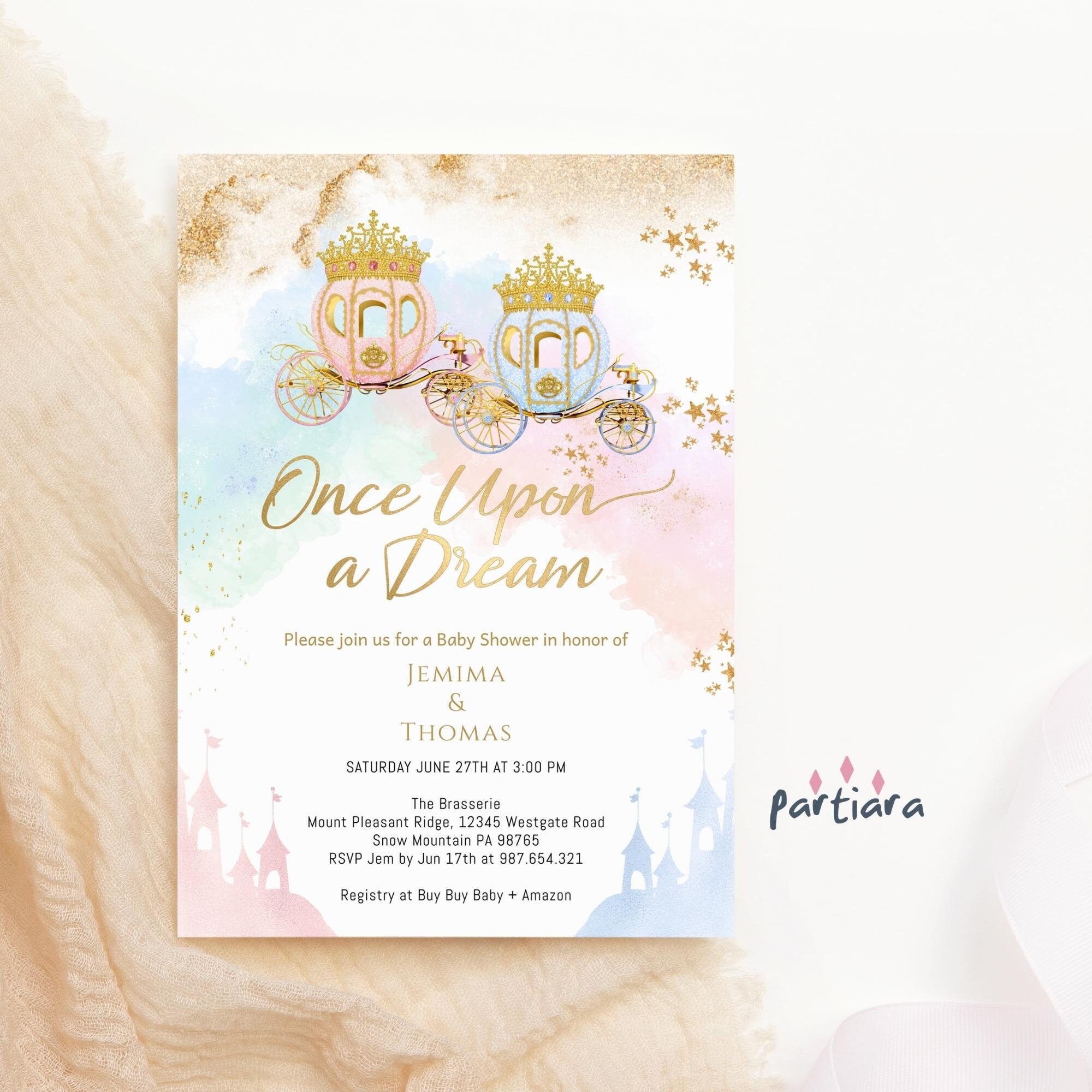 Once Upon a Dream Baby Shower Invite Prince Princess - Etsy