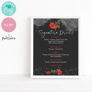 Editable Signature Bar Menu Template, Signature Drinks Table Menus ...