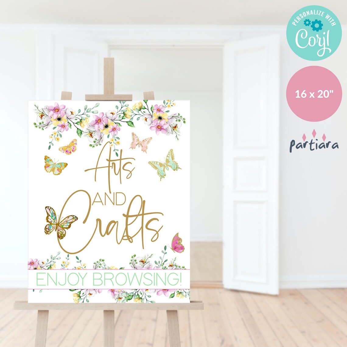 Butterfly Arts and Crafts Sign Birthday Party Poster Decor - Etsy