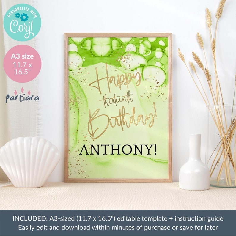 Lime Green Welcome Sign, Happy Birthday Poster Printable, Teen Boys ...