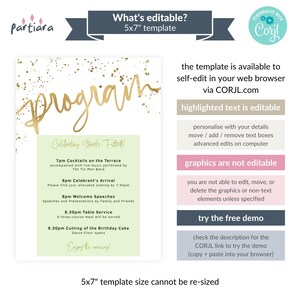 All White Gold Program Printable Ladies Birthday Dinner Party Table ...