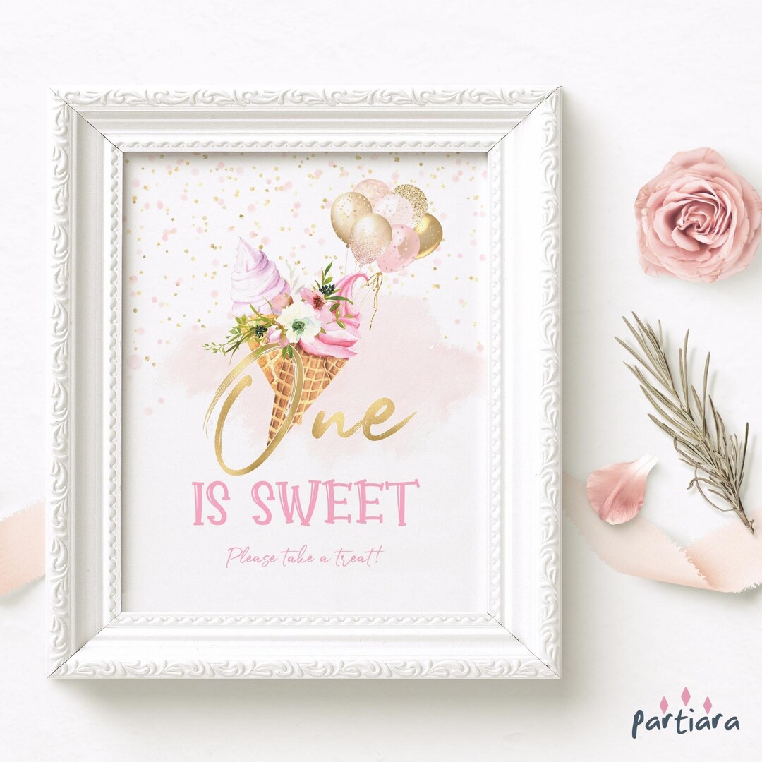Girl One is Sweet Sign Printable 1st Birthday Take a Treat, Sweet One ...