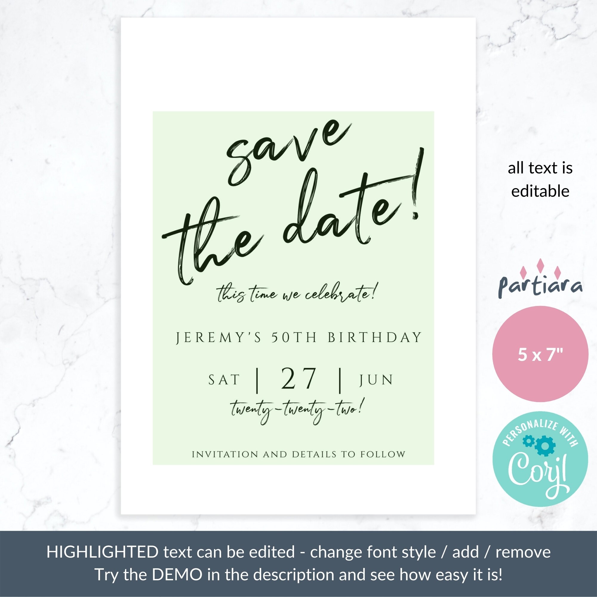 DIY Save the Date Celebration Invitation Online Editable Template ...