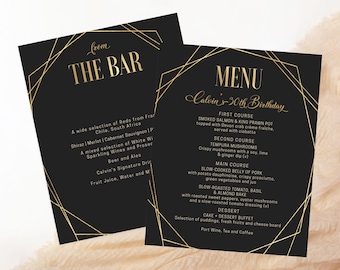 Black and Gold Food Bar Menu - Etsy