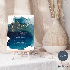 Teal Drinks Menu Birthday Template, Bar Menus Printable, Men or Ladies ...