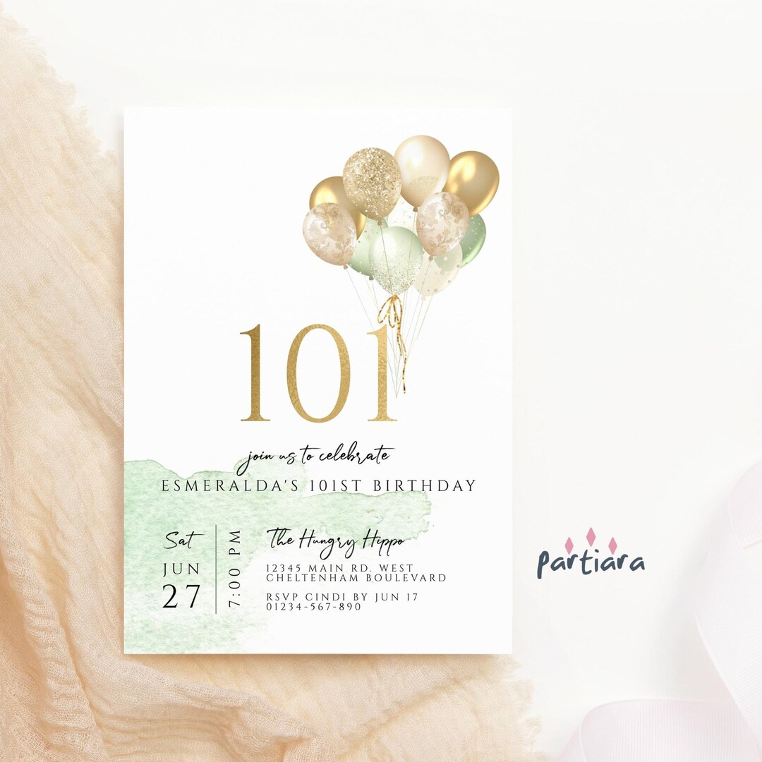 101st Birthday Invitation Printable, Editable Party Invites for Men or ...