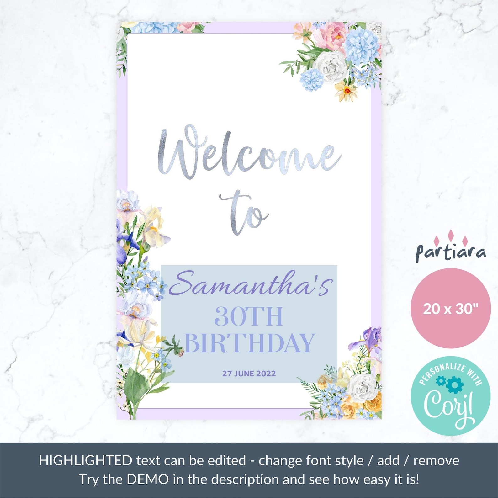 Ladies Floral Birthday Welcome Sign Editable Mothers Day - Etsy