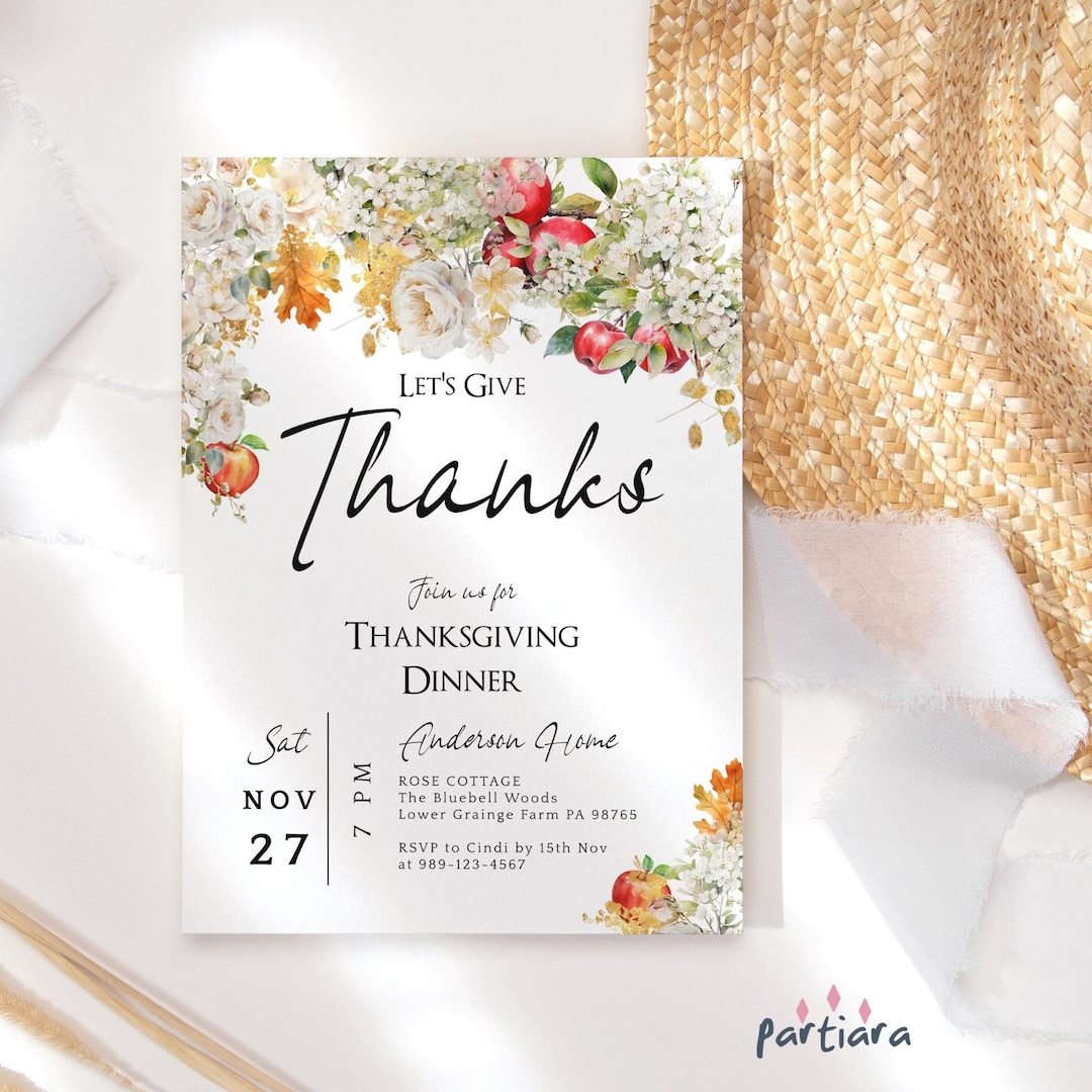 Thanksgiving Invite Digital Download Rustic Lets Give Thanks Dinner ...