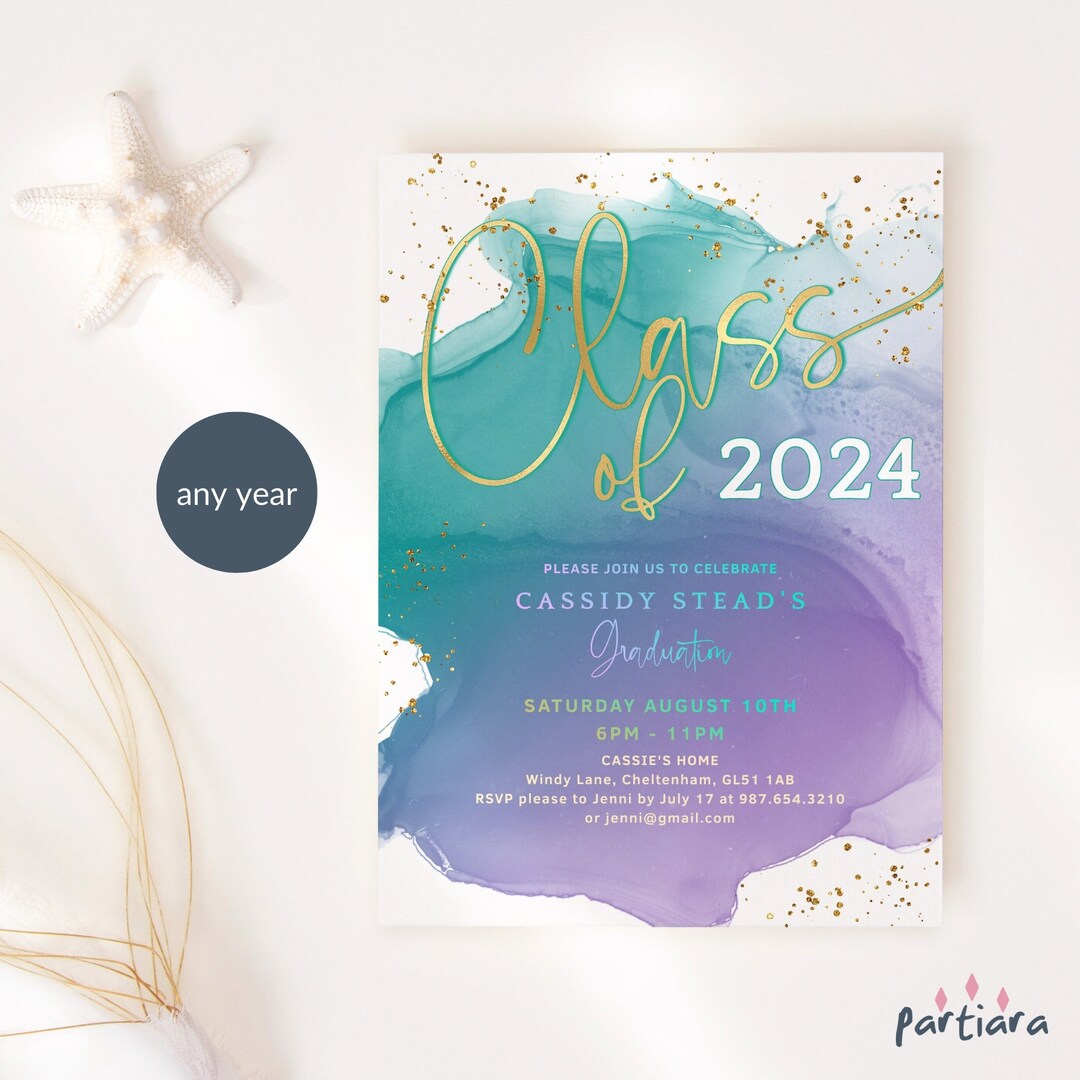 Invitación de graduación Clase de 2024 Invitaciones a cena imprimibles ...
