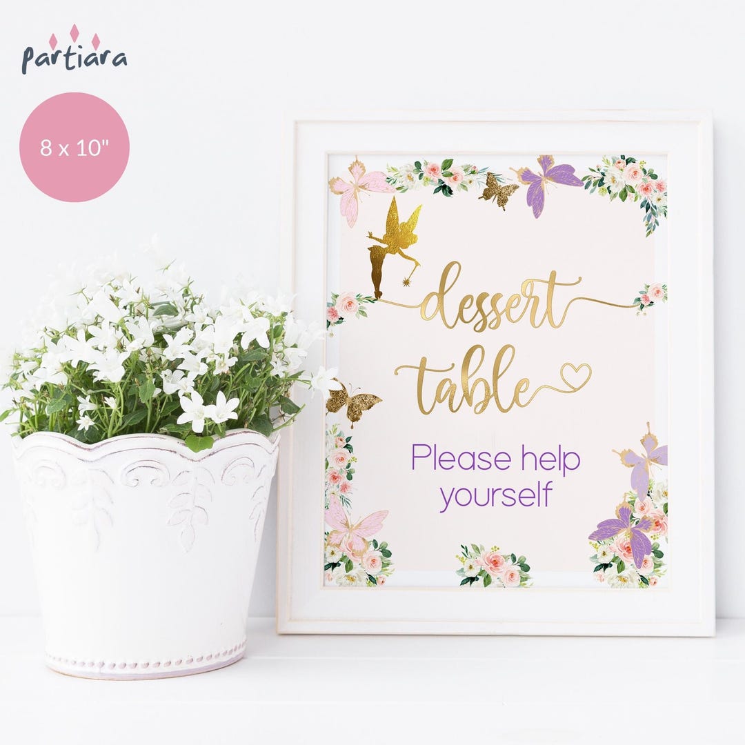 Birthday Fairy Dessert Table Sign, Girls 1st Birthday Butterfly Sweet ...
