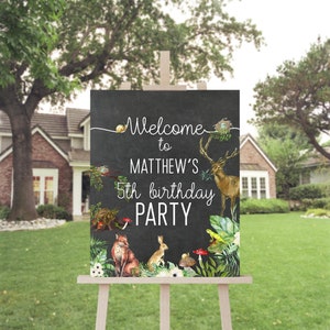 Woodland Animals Welcome Sign Forest Birthday Party Animals - Etsy