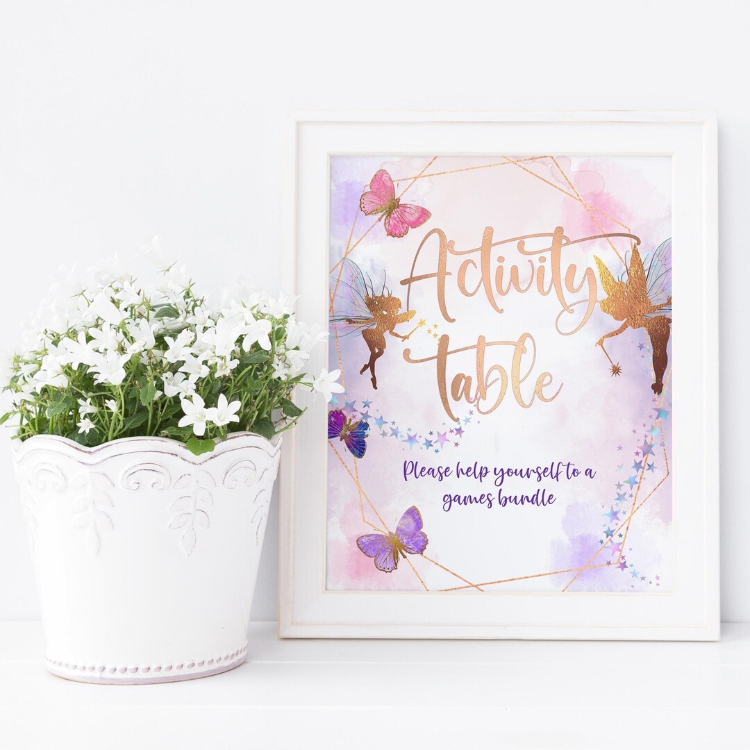 Fairy Activity Table Sign, Girls Baby Shower Poster Printable, 1st ...
