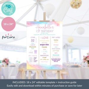 1st Birthday Chart Girls Milestone Sign Rainbow Unicorn First - Etsy