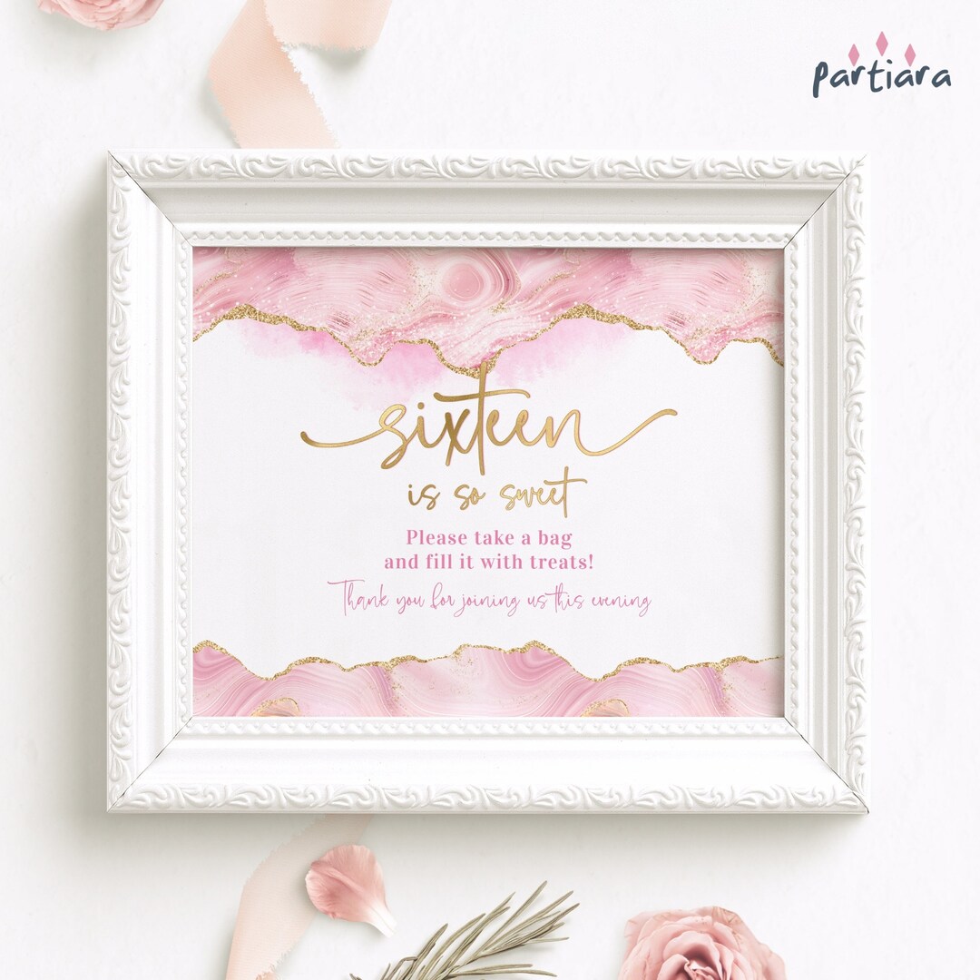 Sweet 16 Treats Sign, 16th Birthday Party Dessert Table Poster ...