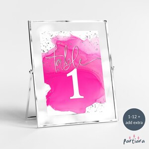 Hot Pink Table Numbers Party Tables Decor Ladies Teen Girls Birthday ...