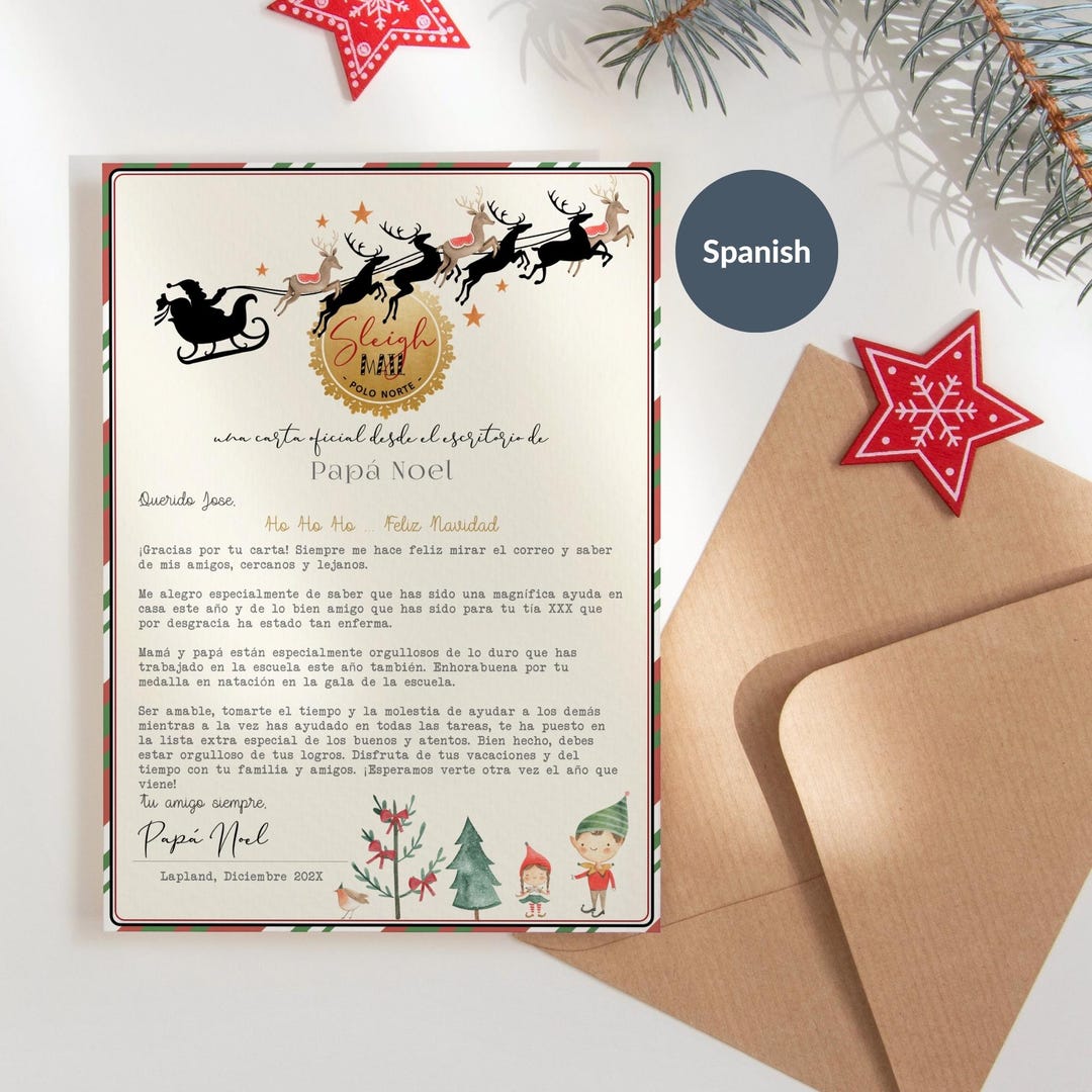 Santa Letter in Spanish, Papa Noel Letters Printable, Editable Corjl ...