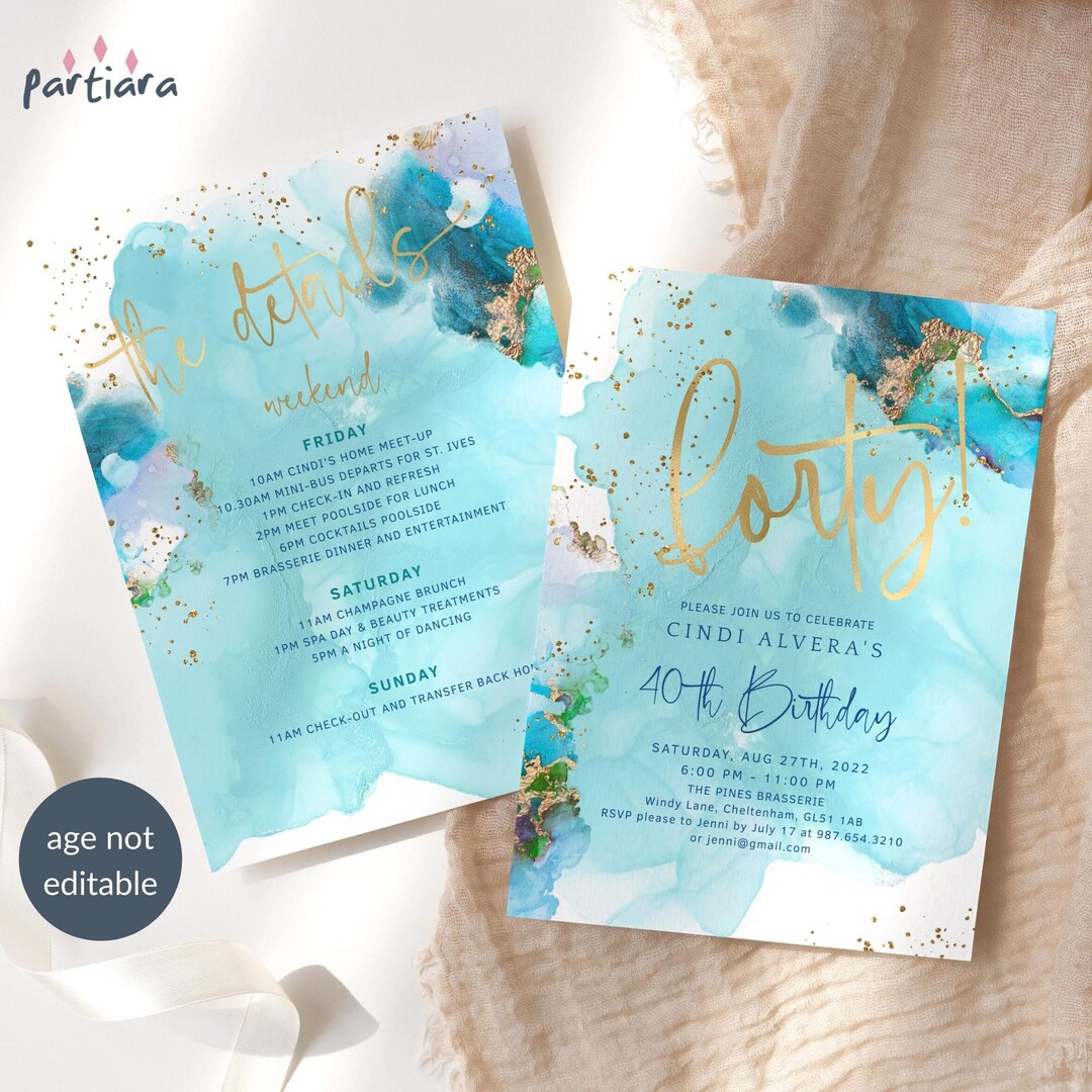 Ladies 40th Birthday Invitation Weekend Party Printable, Spa Party ...