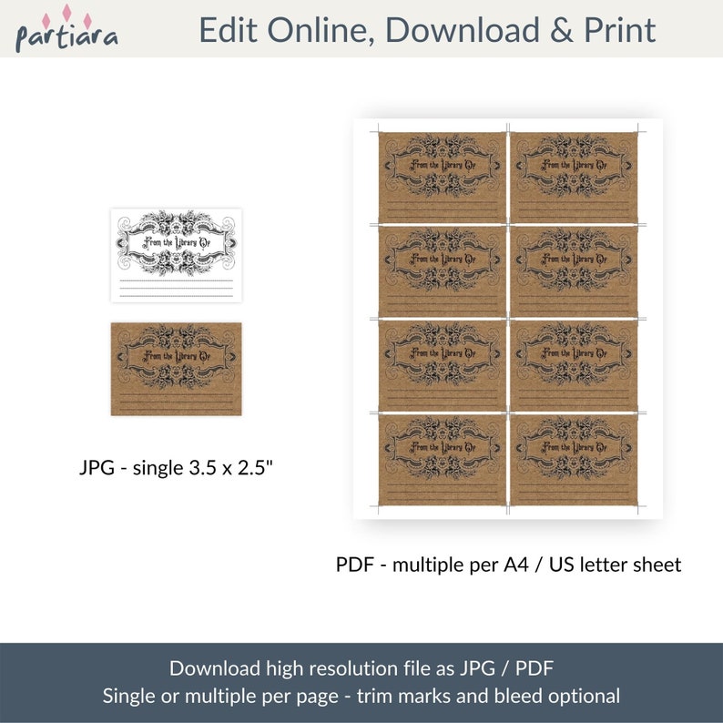 Editable Book Labels Printable Vintage Style Kraft Black White - Etsy