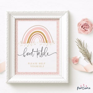 Boho Rainbow Food Table Sign Printable, Baby Shower Poster Decor ...