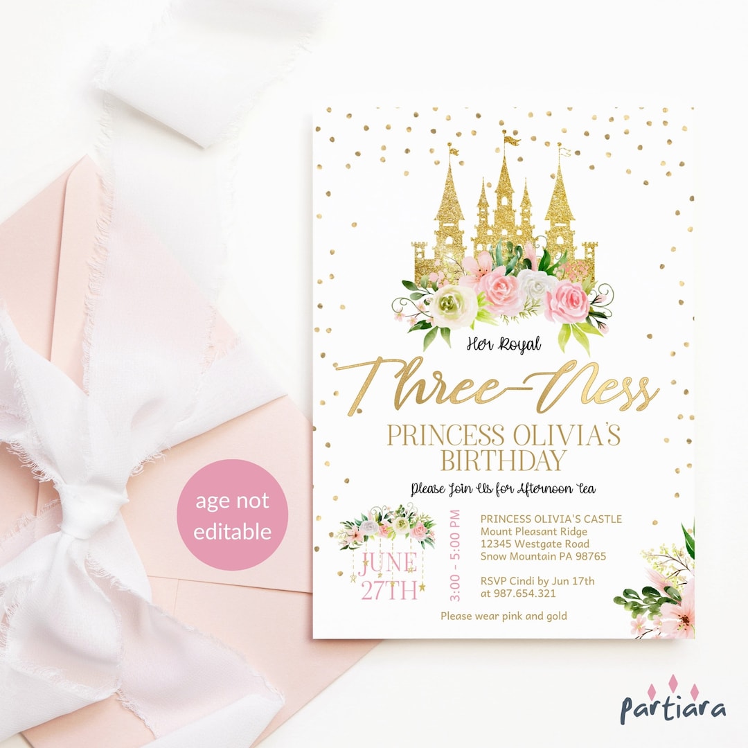 3rd Birthday Invite Her Royal Threeness Princess Party Invitation ...