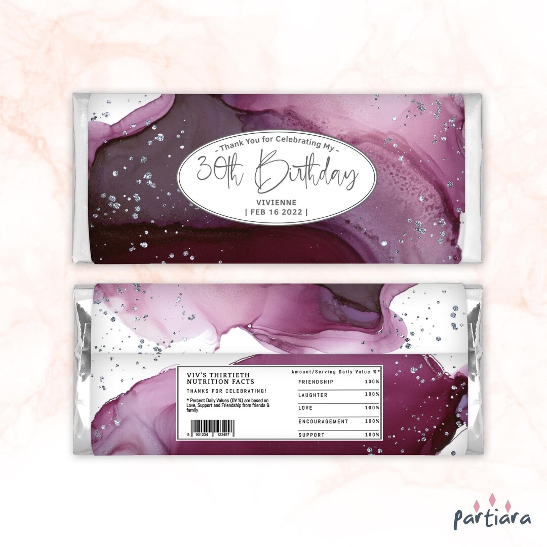 Editable Candy Bar Ladies Birthday Favors Chocolate Label Template ...