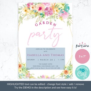 Garden Party Invitation Spring Floral Decor Editable Template, Ladies ...