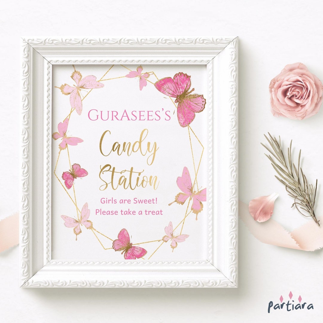 Candy Sign Butterfly Baby Shower Candies Station Table Poster - Etsy