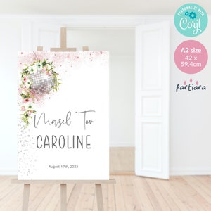 Mazel Tov Celebration Welcome Sign Printable Girl Birthday Bat Mitzvah ...