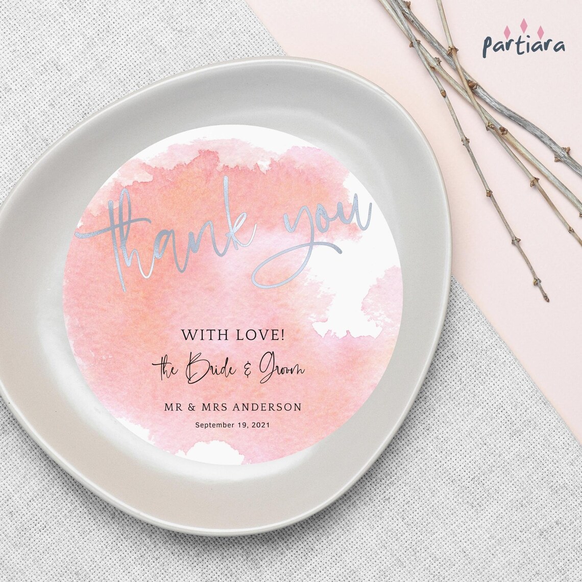 Ladies Birthday Thank You Plate Charger Printable Blush Pink - Etsy