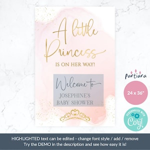 A Little Princess Baby Girl Welcome Sign Printable Baby Shower Party ...