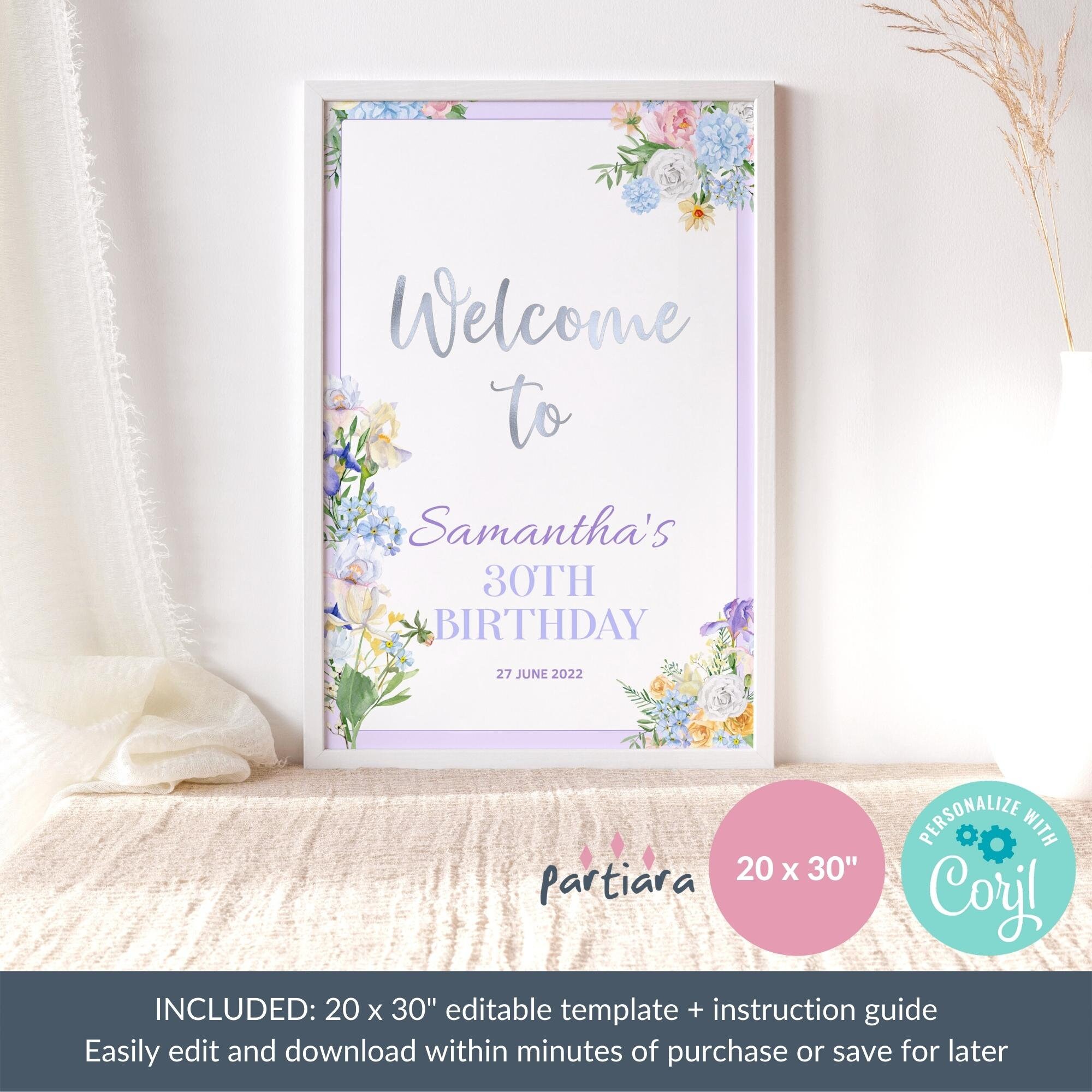Ladies Floral Birthday Welcome Sign Editable Mothers Day - Etsy
