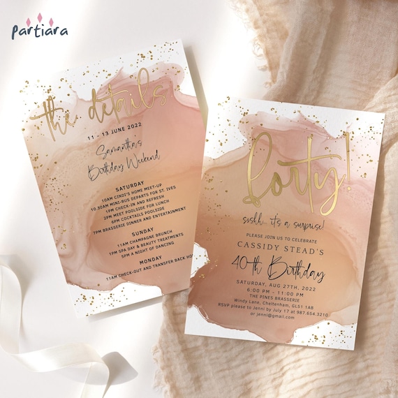 40th Birthday Invitation Weekend Party Invite Printable With - Etsy