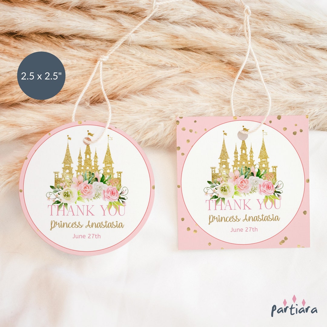 Editable Princess Favor Tag Girl 1st Birthday Thank You Gift Tags ...
