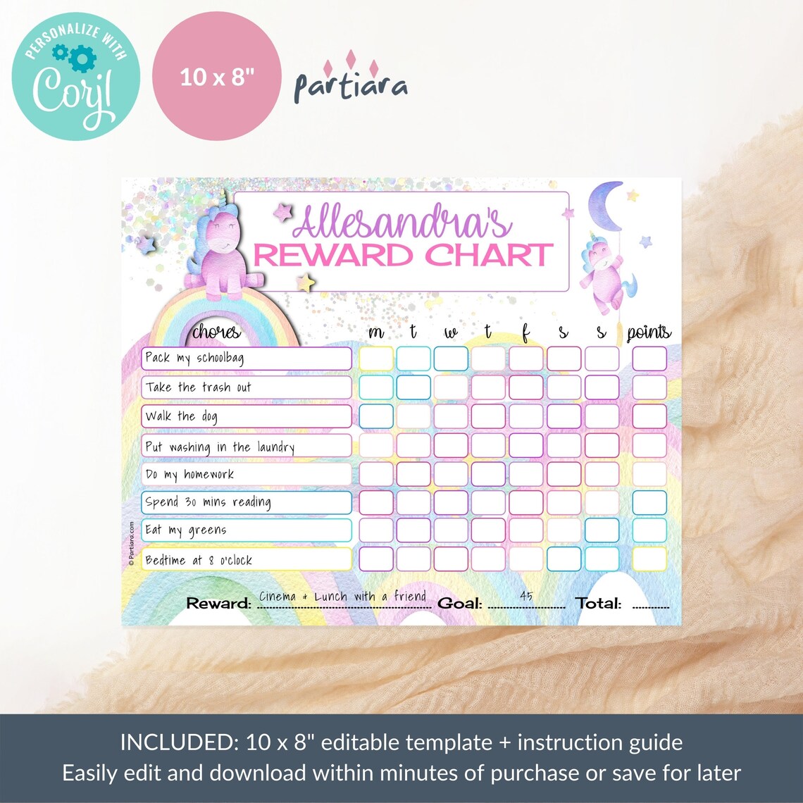 Unicorn Reward Chart for Girls Daily Routine Task Planner | Etsy UK