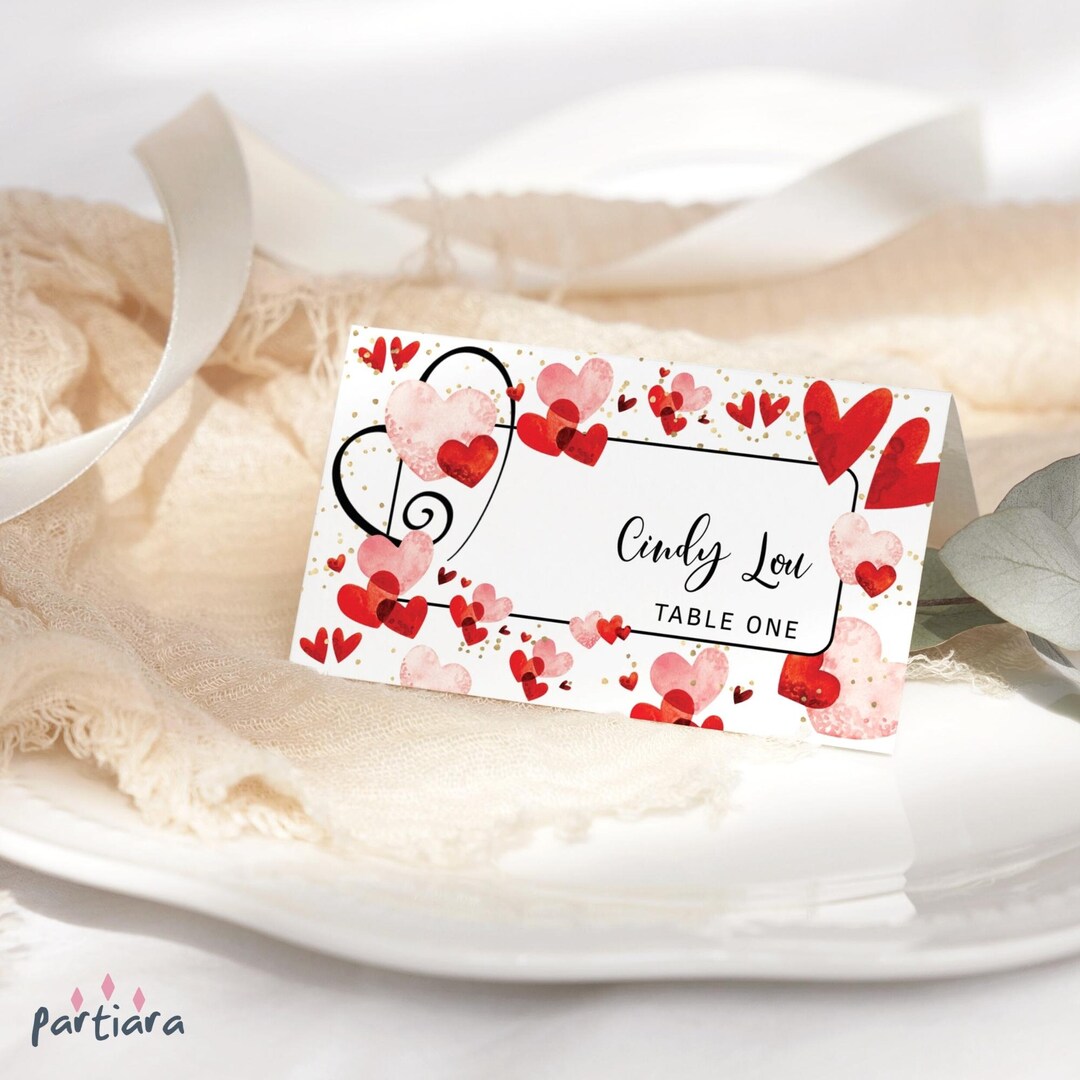 Valentines Party Name Place Table Cards Printable Sweetheart 1st ...