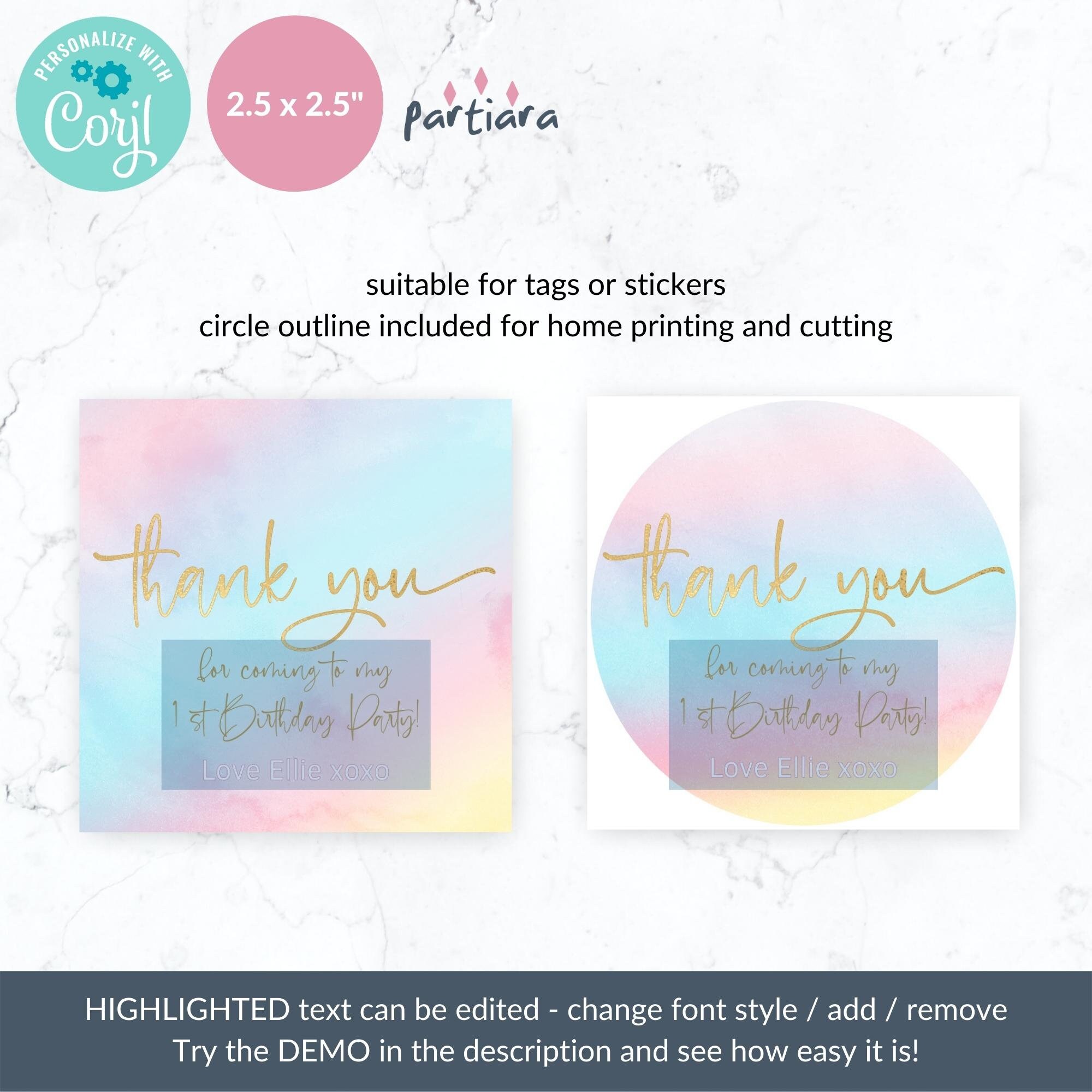 Pastel Rainbow Favor Gift Tags Printable Girl 1st Birthday - Etsy