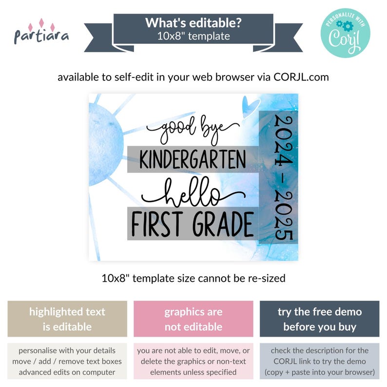 Editable First Day of School Sign Goodbye Kindergarten Hello First ...