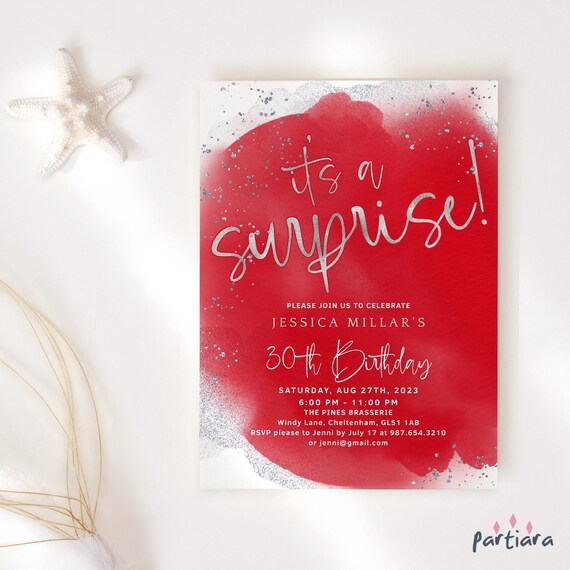 Red Surprise Birthday Template